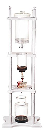 Nispira Cold Brew Drip Tower Iced Coffee Maker Glass Wooden Stand 25 Cups white