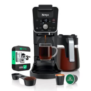 ninja cfp201 dualbrew 12-cup drip, single-serve coffee maker (renewed) bundle with 3 yr cps enhanced protection pack