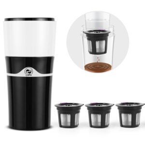 coastacloud drip brew coffee maker, portable hot and cold brew coffee makers bottle compatible with k cup capsules & ground coffee, pour-over coffee cup machine for camping travel office