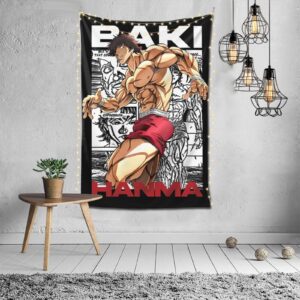 anime baki the grappler tapestry for bedroom living room home art hanging decor blanket tapestrys 60"x40" inch