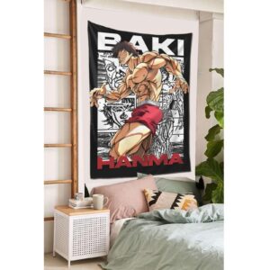 Anime Baki The Grappler Tapestry For Bedroom Living Room Home Art Hanging Decor Blanket Tapestrys 60"X40" Inch