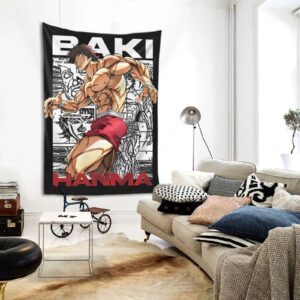 Anime Baki The Grappler Tapestry For Bedroom Living Room Home Art Hanging Decor Blanket Tapestrys 60"X40" Inch