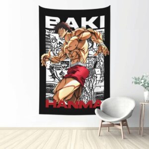 Anime Baki The Grappler Tapestry For Bedroom Living Room Home Art Hanging Decor Blanket Tapestrys 60"X40" Inch