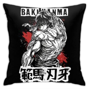 flokoo anime baki the grappler baki hanma throw pillow cases dorm decor for bedroom living room 18x18 inch