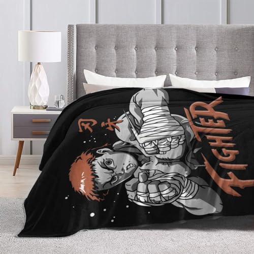 Anime Baki The Grappler Flannel Blanket Comfortable Fleece Blankets for Sofa Chair Bed Home Cars Ornament 80"X60"