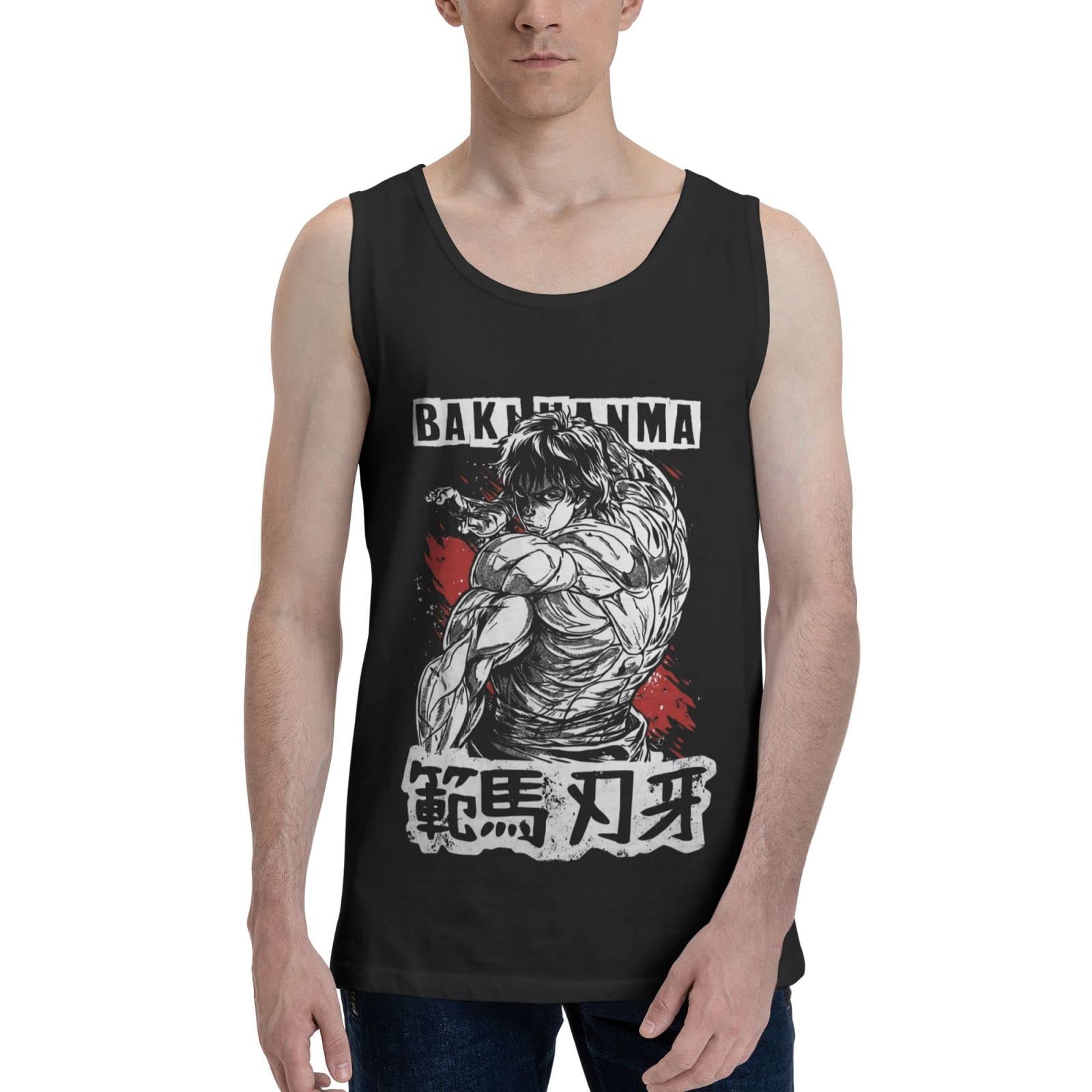 Anime Baki The Grappler Baki Hanma Tank Top Men's Summer Sleeveless Tee Casual Running Workout Sport Vest Black