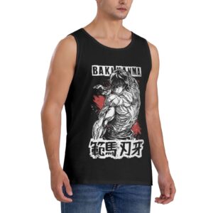 Anime Baki The Grappler Baki Hanma Tank Top Men's Summer Sleeveless Tee Casual Running Workout Sport Vest Black