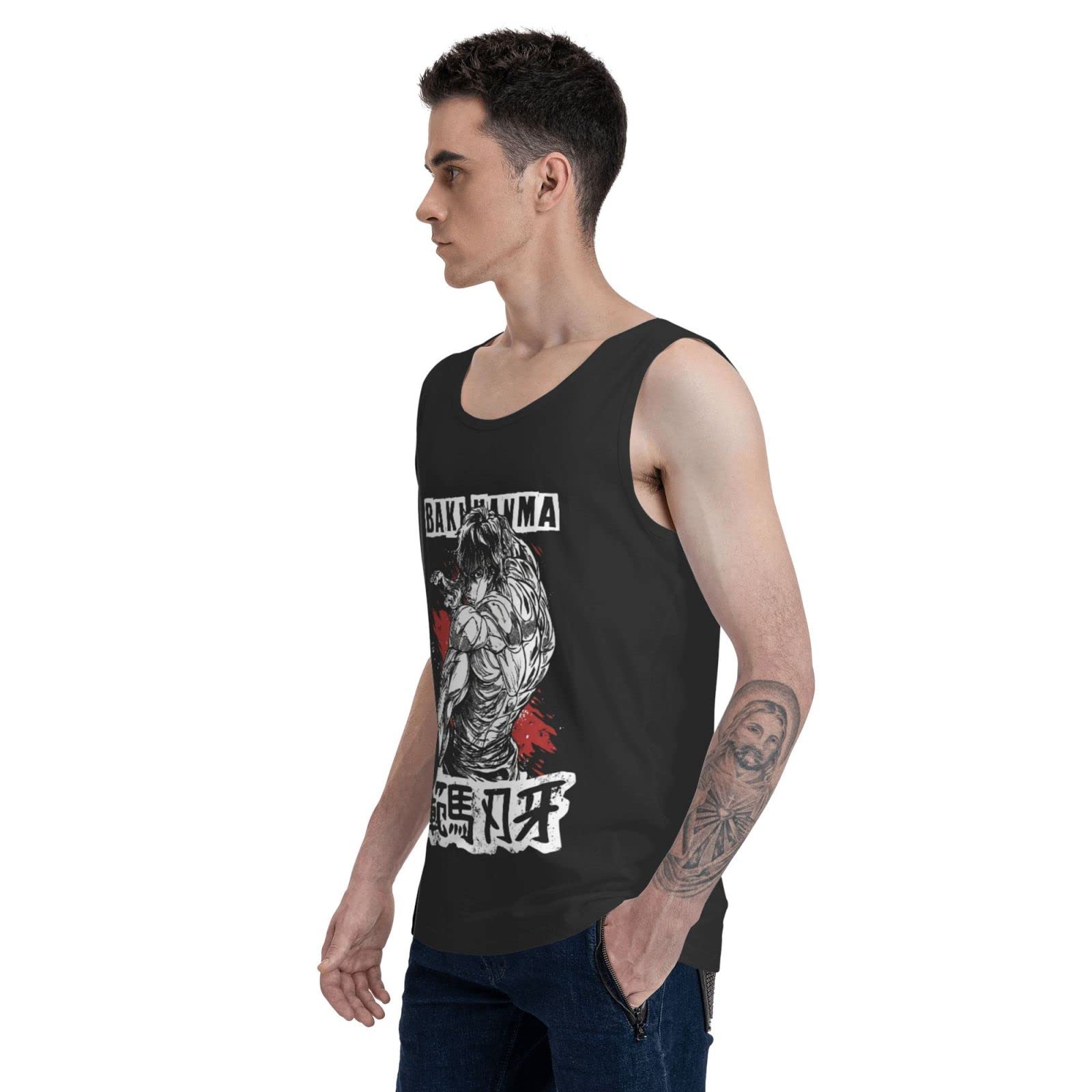 Anime Baki The Grappler Baki Hanma Tank Top Men's Summer Sleeveless Tee Casual Running Workout Sport Vest Black