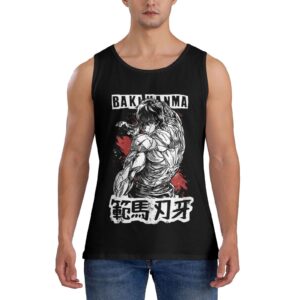 Anime Baki The Grappler Baki Hanma Tank Top Men's Summer Sleeveless Tee Casual Running Workout Sport Vest Black