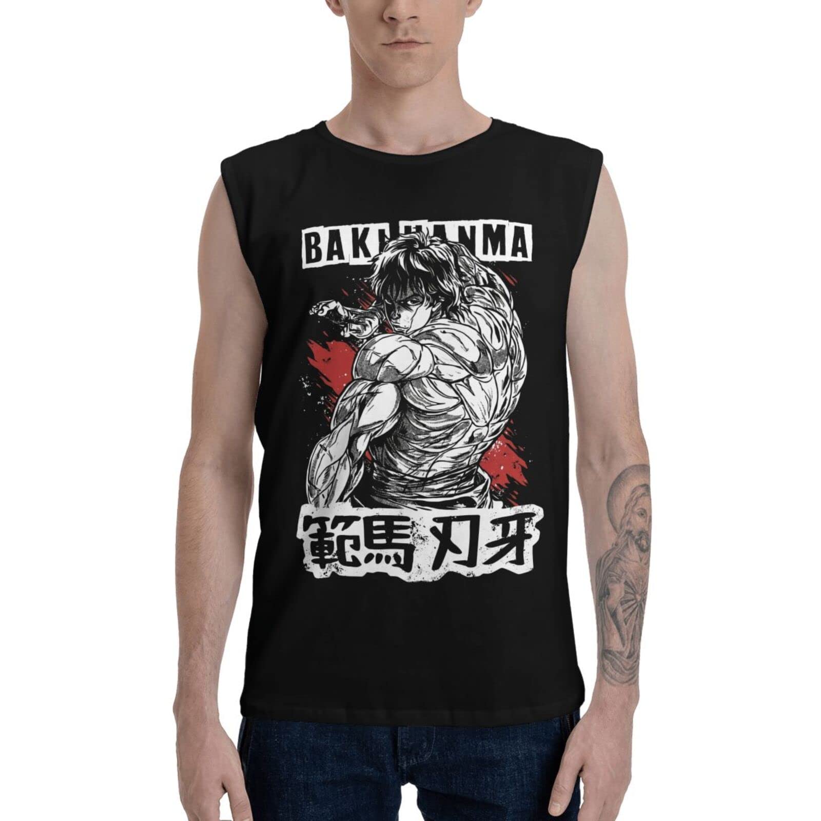 Anime Baki The Grappler Baki Hanma Tank Top Man's Summer Sleeveless Tee Casual Running Workout Sport Vest Black