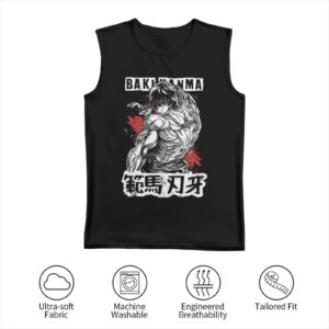 Anime Baki The Grappler Baki Hanma Tank Top Man's Summer Sleeveless Tee Casual Running Workout Sport Vest Black