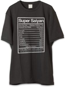 revel shore saiyan power level nutrition label funny anime shirt (small) black