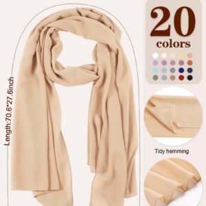 Mepase 20 Pack Chiffon Hijab Head Scarves for Women Soft Hijab Long Scarf Wrap for Muslim Women Lightweight, 20 Colors