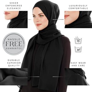 Ayisah Hijab for Women, Chiffon Hijab Scarf - Black Hijab – Soft Hijabs Scarves - Fashion Muslim Scarf Hijab for Women – Muslim Accessories Long Hijab Shawl Muslim Head Scarf