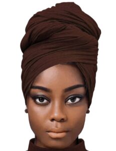 turban head wraps for black women jersey hijab scarves cotton fashion headbands long plain shawls coffee