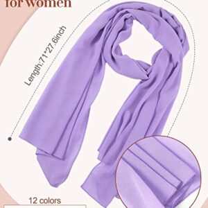 Wesiti 12 Pcs Women Chiffon Silk Scarf Shawl Wrap Soft Lightweight Solid Color Chiffon Hijab Scarf Long Fashion Scarves(Stylish Colors)