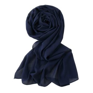 yeieeo bubble chiffon hijab premium chiffon wrap head scarf(navy blue)