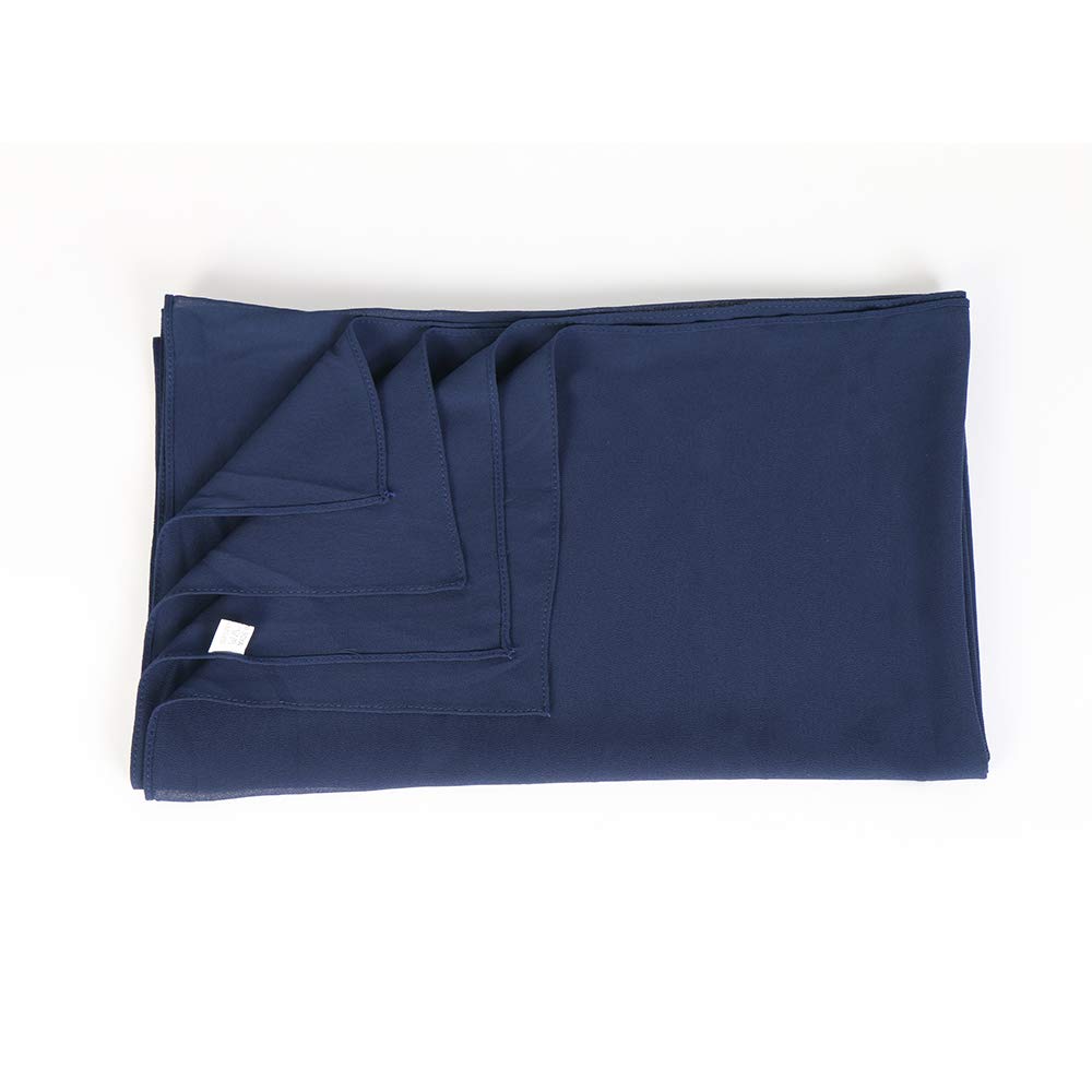 Yeieeo Bubble Chiffon Hijab Premium Chiffon Wrap Head Scarf(Navy Blue)