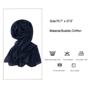 Yeieeo Bubble Chiffon Hijab Premium Chiffon Wrap Head Scarf(Navy Blue)