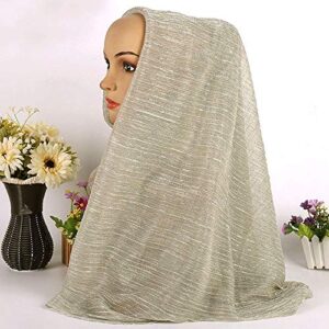 Lightweight Muslim Hijab Cap Solid Color Thick Silk Muslim Scarf (Gold 2)