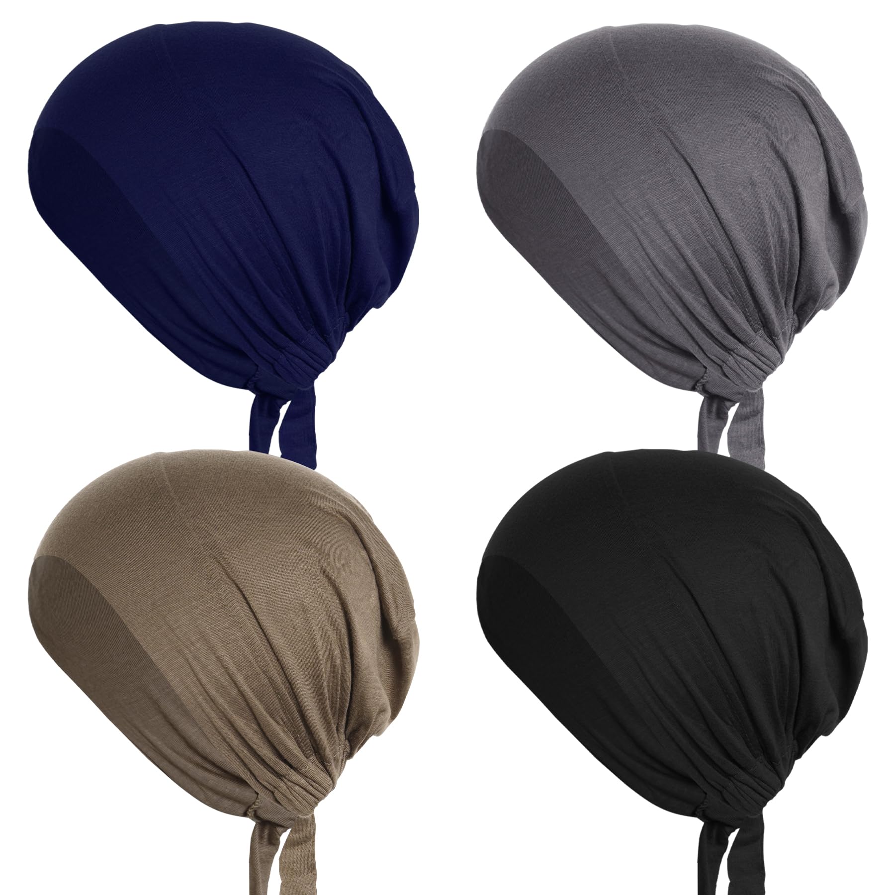 4Pcs Women Under Scarf Hats Hijab Caps Under Scarf Hijab Bonnet Caps Under Hijab Caps Under Hijab Caps Adjustable Under Scarf Hats Hijab Scarfs for Women with Tie Back Closure