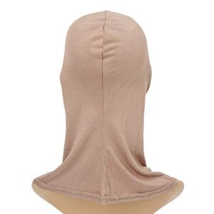 LMVERNA 2 Pieces Modal Hijab Cap Adjustable Muslim Stretchy Turban Full Cover Shawl Undercap Full Neck Coverage for Women (White+Light khaki)