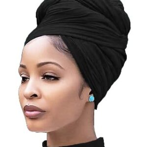 Nonbongoy Head Wraps for Black Women Stretch Turban African Headwraps Scarf Soft Hijab Hair Wraps Jersey Head Scarf for Locs Braids