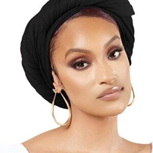 Nonbongoy Head Wraps for Black Women Stretch Turban African Headwraps Scarf Soft Hijab Hair Wraps Jersey Head Scarf for Locs Braids