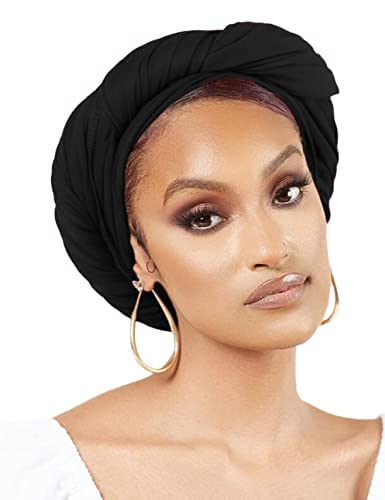 Nonbongoy Head Wraps for Black Women Stretch Turban African Headwraps Scarf Soft Hijab Hair Wraps Jersey Head Scarf for Locs Braids