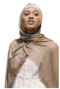 txameru hijab for women hijab scarf muslim rayon crinkle hijab with fringe edge (camel)