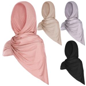 vabean 4 pcs instant hijab for women jersey hijabs pinless islamic muslim head wraps premium head scarf hijab shawl(fresh color)