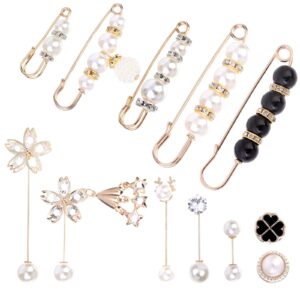 12 pieces pearl scarf brooch pin assorted muslim scarf hijab clips small brooch set metal clips for headscarf shawl muslim women scarves hijab safety shawl brooch pins for women men kids