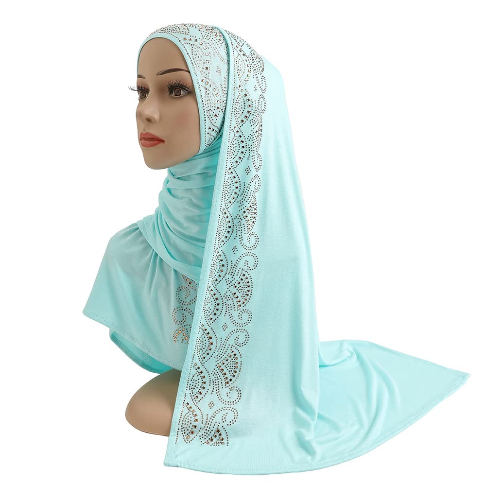 JDYaoYing Women Shiny Rhinestones Muslim Hijab Scarf Long Turban Headscarf Wrap Scarves Headwear