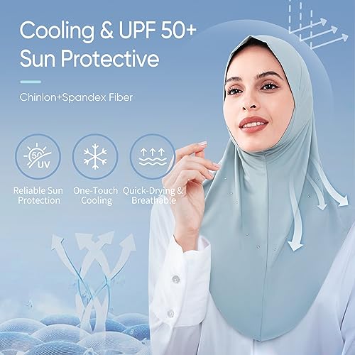 Jyana Modeqah Instant Hijab for Women - UPF50+ Sun Protection Rhinestone Hijab Scarf for Women,Stretch Lightweight Breathable