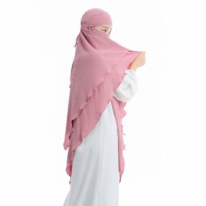 muslim prayer hijab 2 layers soft breathable hijab islamic dubai womens instant long hijab pink