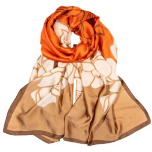 bestshe womens silk like large scarf floral satin long neck scarf lightweight shawl wrap with gift packed