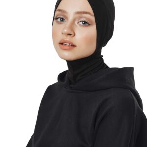 VeilWear Instant Hijab for Headphones and Glasses, Sport Head Scarf, Ready to wear Muslim Accessories for Women (Black)