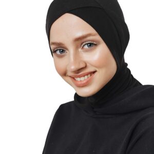 VeilWear Instant Hijab for Headphones and Glasses, Sport Head Scarf, Ready to wear Muslim Accessories for Women (Black)