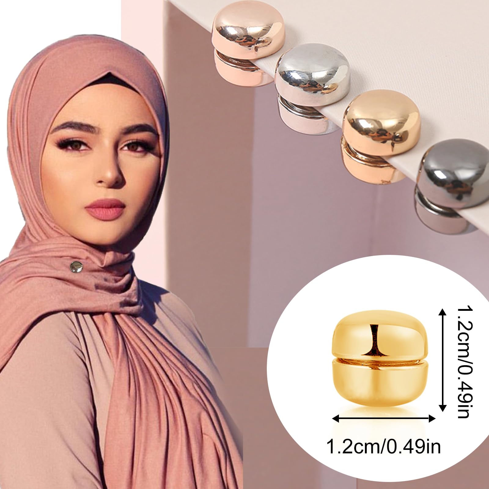 A&H ZIER 4 Pack Pinless Hijab Magnets No-Snag Hijab Pins for Muslin Women Strong Hijab Magnet Pins Hijab Magnetic Pins for Scarf (Silver, Gold, Rose Gold, Black)