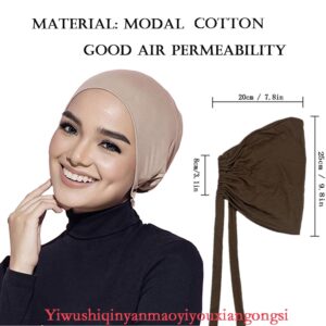 QYMY 3PCS Under Hijab Head Cap Muslim Under Scarf Hijab Cap Solid Color Women Under Scarf Hat Hijab Cap Stretchy Sleeping Cap (Black, Khaki, Beige(3PCS), Free Size)