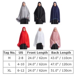 Women's Elegant Hijab Lace Trim Middle Eastern Islamic Jilbab Prayer Veils Headcover Headscarf Pink M