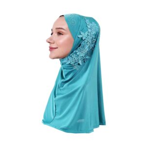 women fashion chiffon hijab lace floral long scarf wrap solid color girls glitter hood cap turban cap hat headscarf shawl