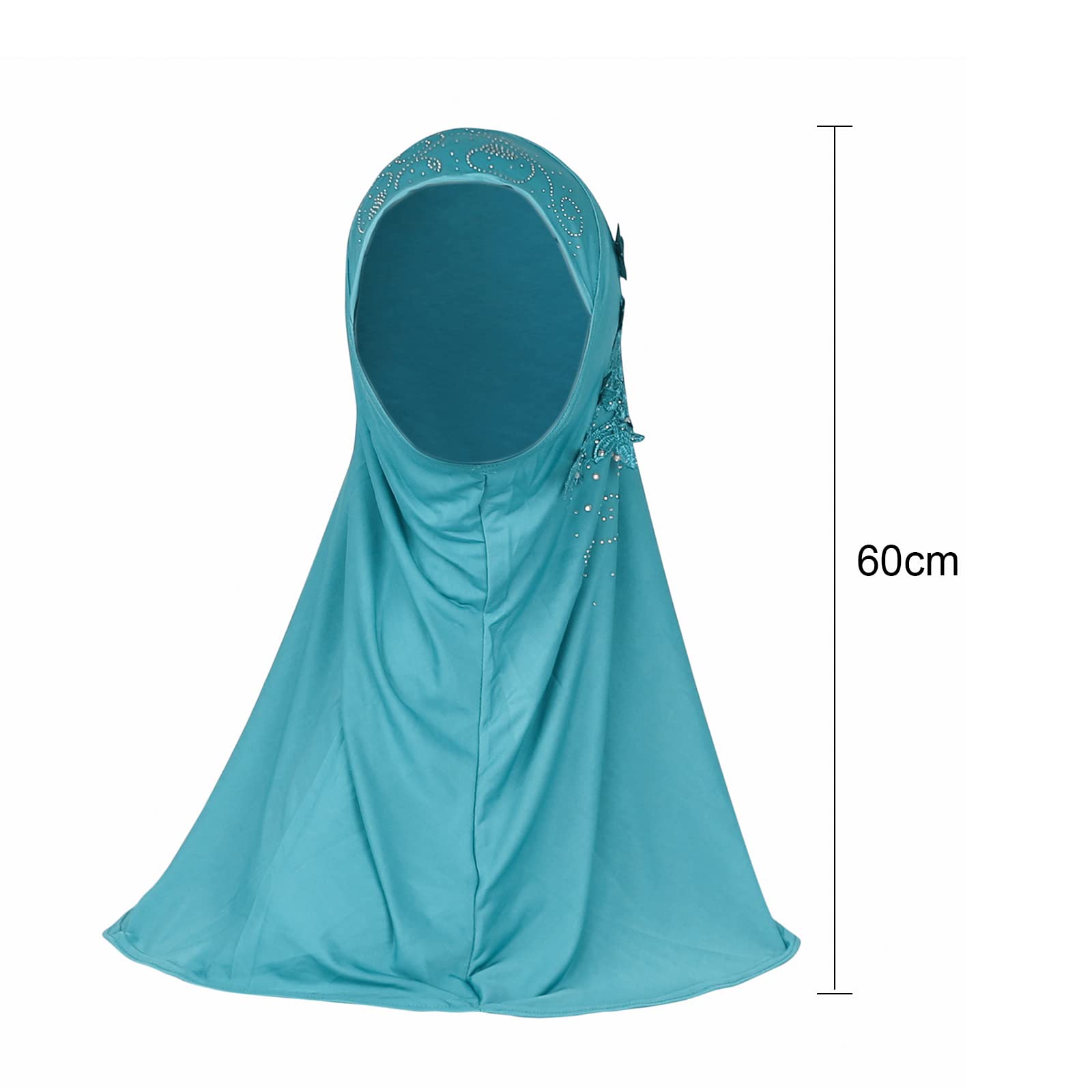 Women Fashion Chiffon Hijab Lace Floral Long Scarf Wrap Solid Color Girls Glitter Hood Cap Turban Cap Hat Headscarf Shawl