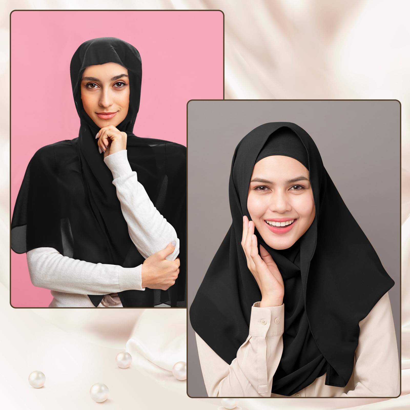 Newcotte 4 Pcs Soft Chiffon Scarves Shawl Solid Color Long Scarf Chiffon Hijab for Women Hair Head Wraps for Evening Dresses, 70 x 28 Inches (Bright Color)