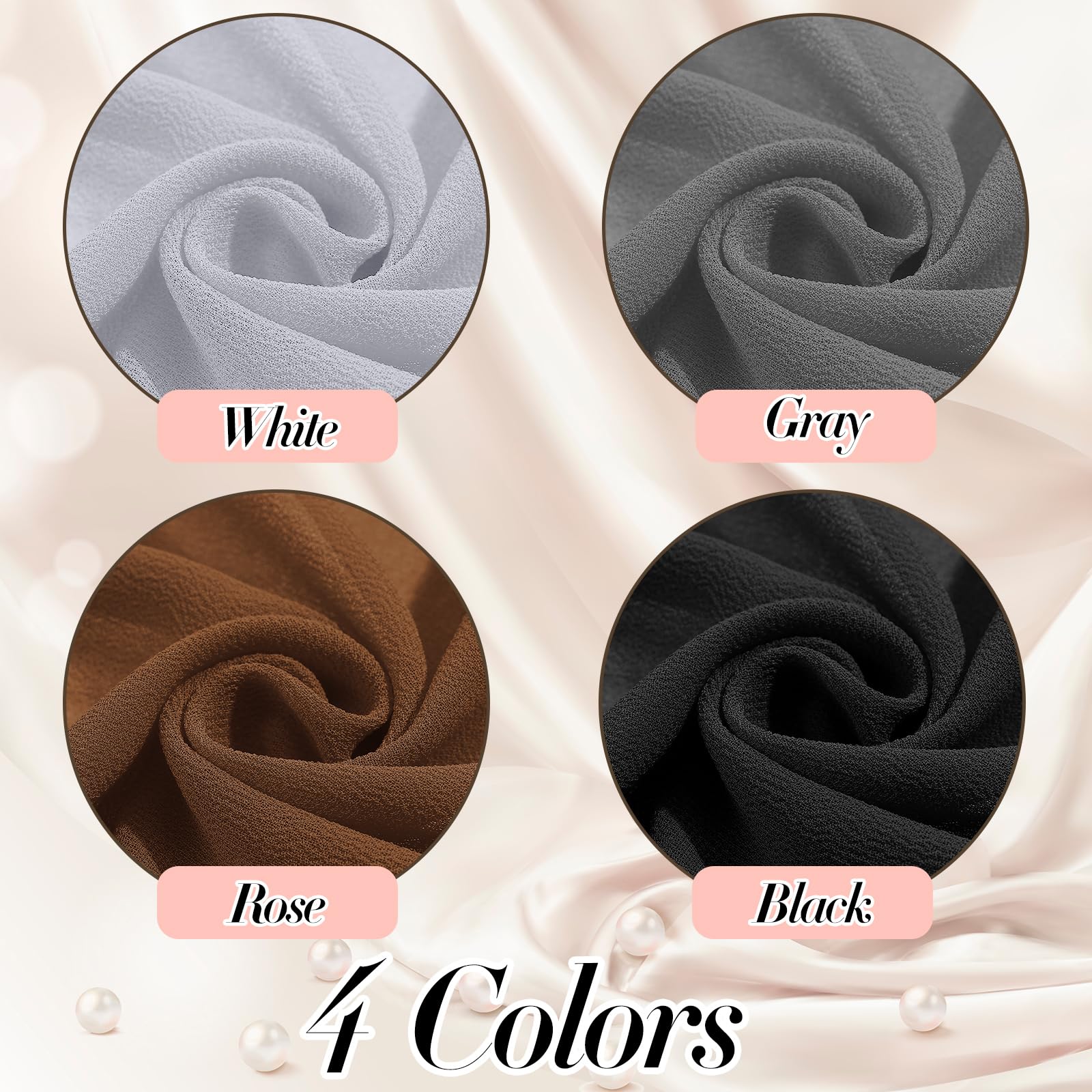 Newcotte 4 Pcs Soft Chiffon Scarves Shawl Solid Color Long Scarf Chiffon Hijab for Women Hair Head Wraps for Evening Dresses, 70 x 28 Inches (Bright Color)