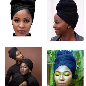 Harewom 3PCS Head Wraps for Black Women Turban Headwraps Stretchy African Hair Wraps Soft Jersey Head Scarf Tie Headbands Pack for Dread Locs Natural Hair