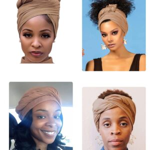 Harewom 3PCS Head Wraps for Black Women Turban Headwraps Stretchy African Hair Wraps Soft Jersey Head Scarf Tie Headbands Pack for Dread Locs Natural Hair