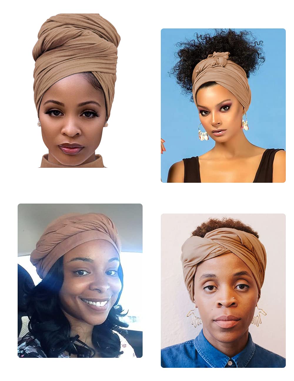 Harewom 3PCS Head Wraps for Black Women Turban Headwraps Stretchy African Hair Wraps Soft Jersey Head Scarf Tie Headbands Pack for Dread Locs Natural Hair