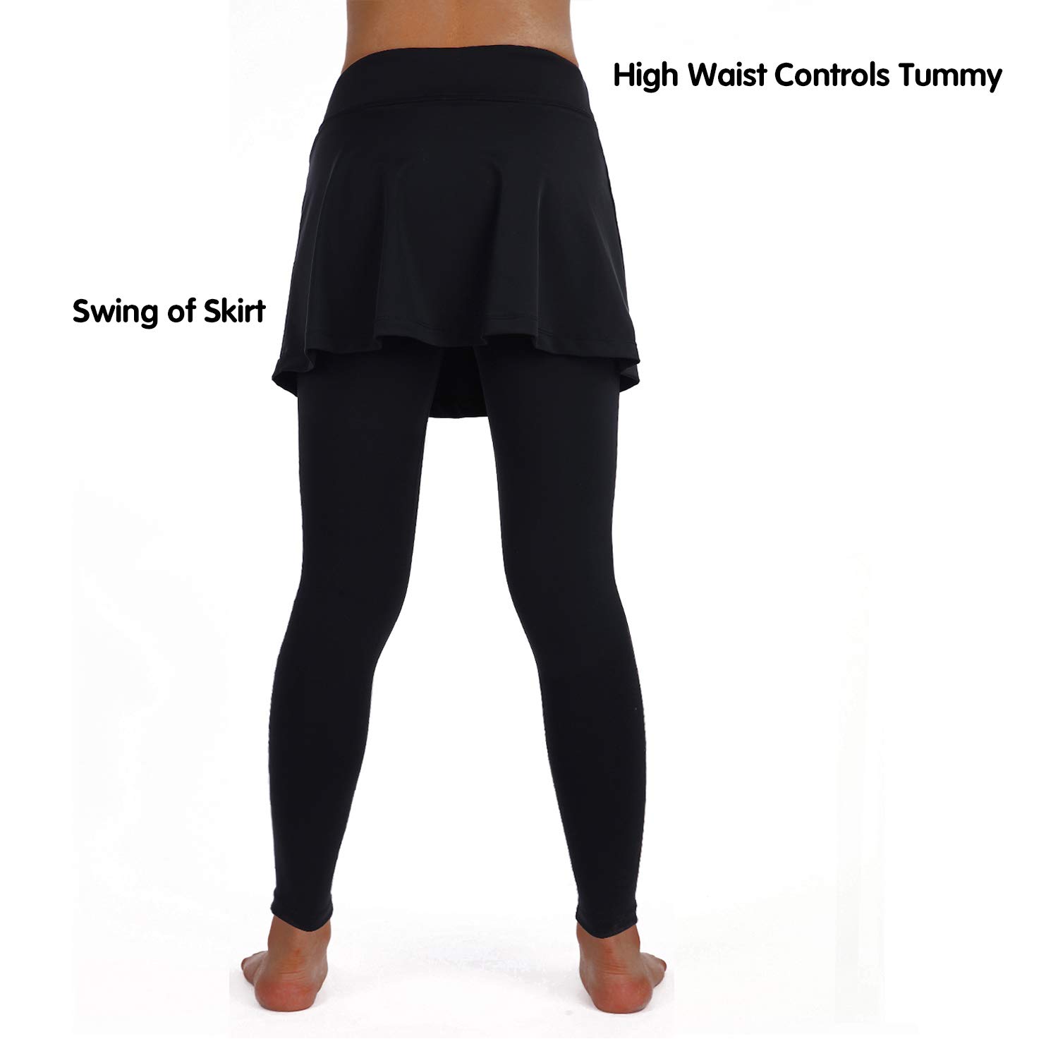 ANIVIVO Skirted Yoga Legging for Women,Skirted Capri Tennis Leggings Pants&Tennis Clothing Legging with Skirts(Black-Legnth,M)