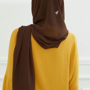 Aisha's Design Pre-tied Cotton Turbans for Women with Chiffon Shawl, Instant Scarf Hijab Stylish Design, Brown - Brown